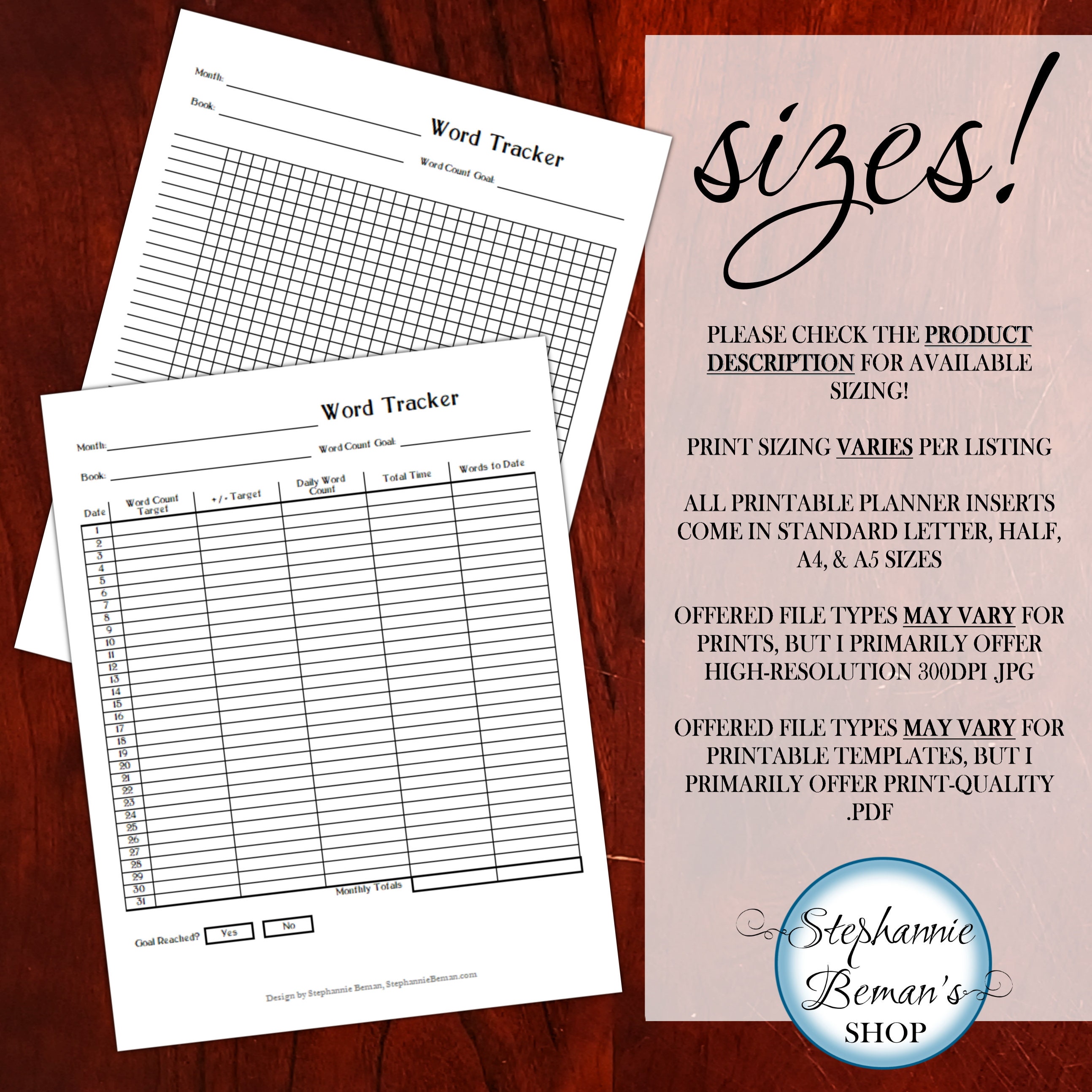 PRINTABLE Monthly Writing Tracker Word Count Graph for - Etsy