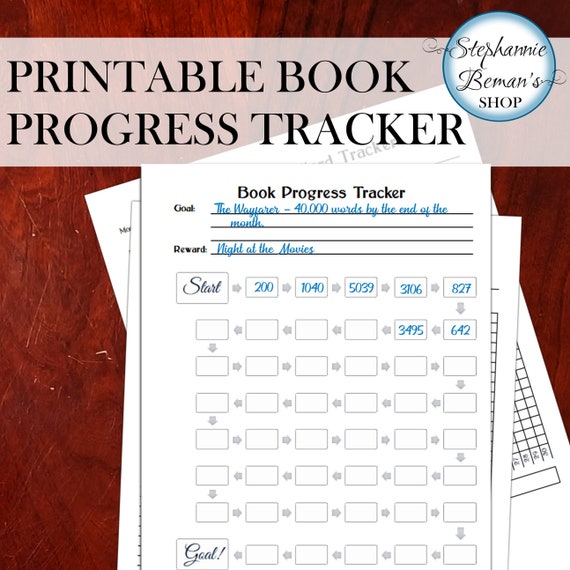 PRINTABLE Monthly Book Progress Tracker and Writing Tracker - Etsy
