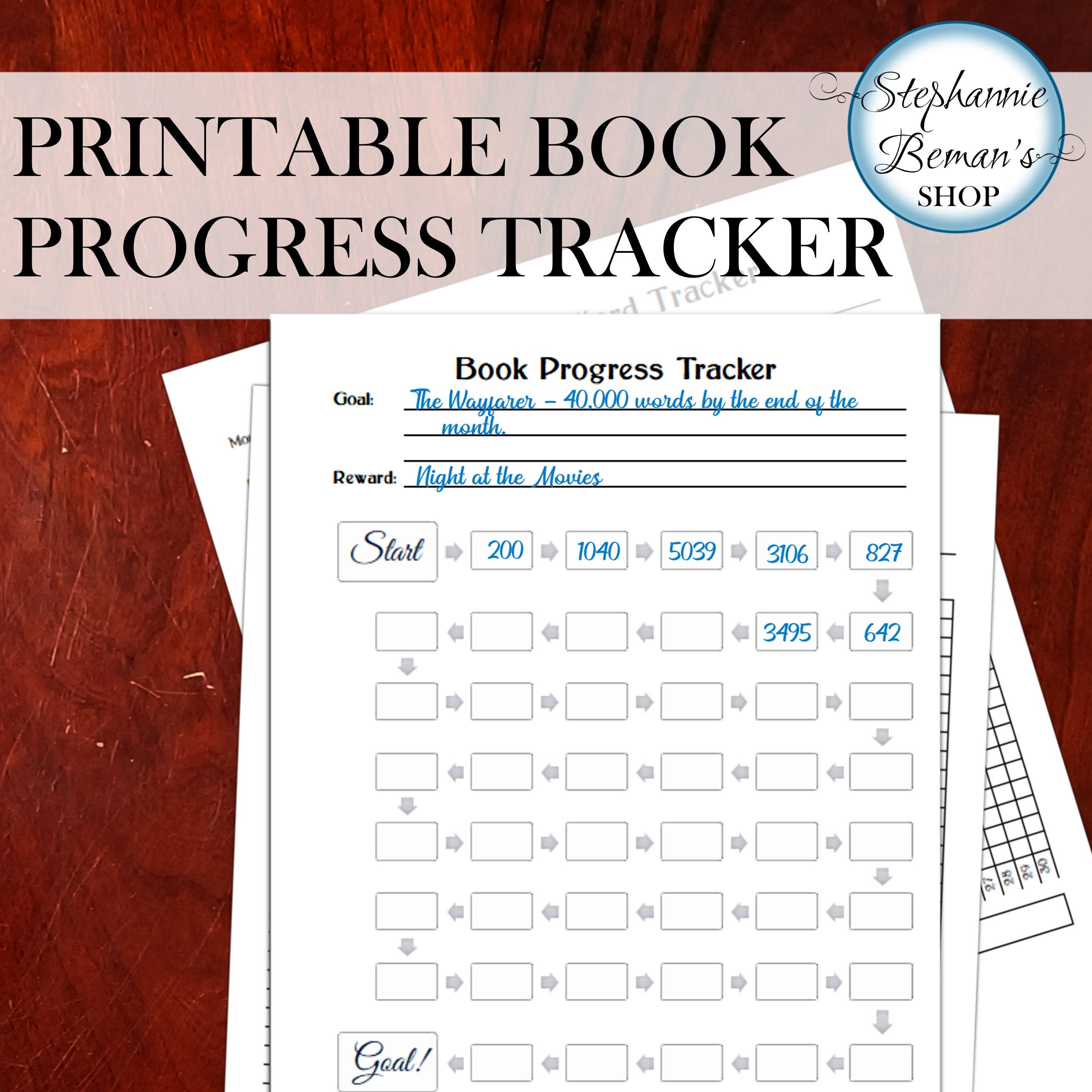 Monthly Book Progress Tracker Printable Writing Tracker for | Etsy