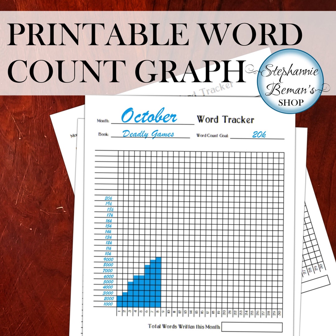 PRINTABLE Monthly Writing Tracker Word Count Graph for - Etsy