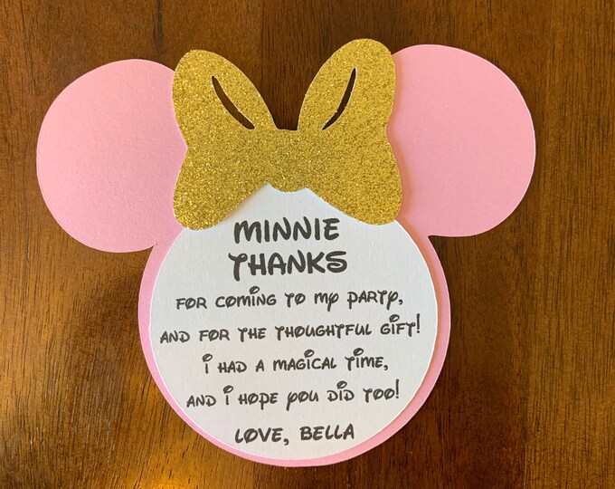 Minnie Mouse Thank You Cards, Minnie Mouse, Thank You Notes, Red and ...