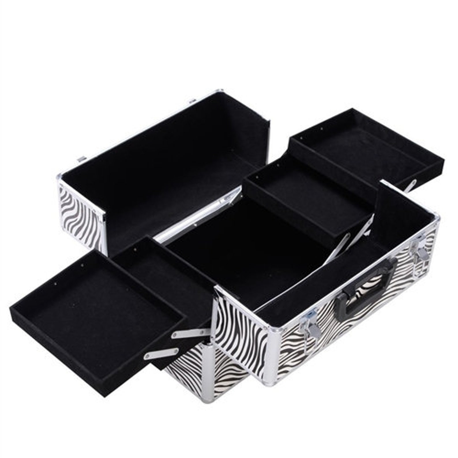 Jewelry Box Makeup Storage Case Organizer, Black Diamond, Zebra Pattern ...