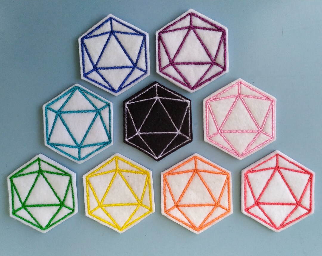 D20 Iron-on Patch, RPG Tabletop Gaming Embroidered Applique Badge - Etsy