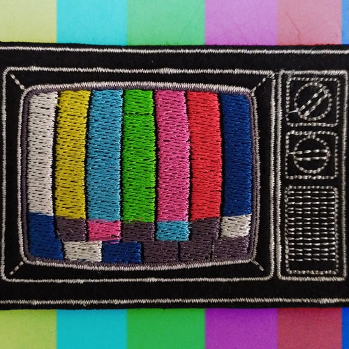 80s Retro Television Iron-on Patch Embroidered Applique Badge - Etsy