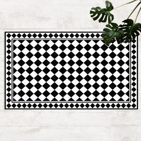 Vinyl Floor Mat Black and White - Etsy