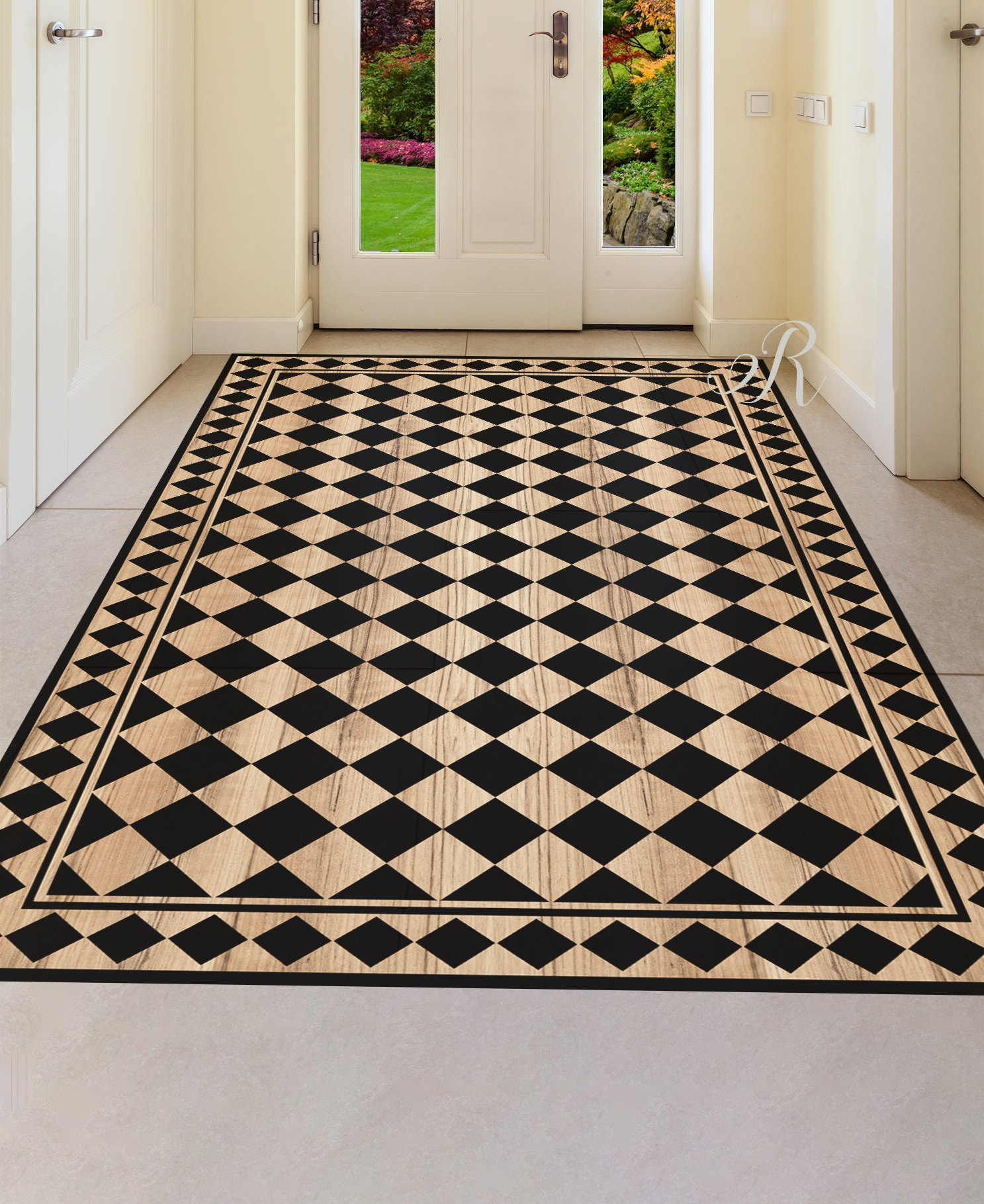 Vinyl Mat. Vinyl Rug. Vinyl Floor. Geometric Pattern Mat. Art Mat ...