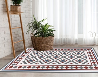 Geometric Pattern Vinyl Mat.vinyl Rug.vinyl Floor.geometric - Etsy