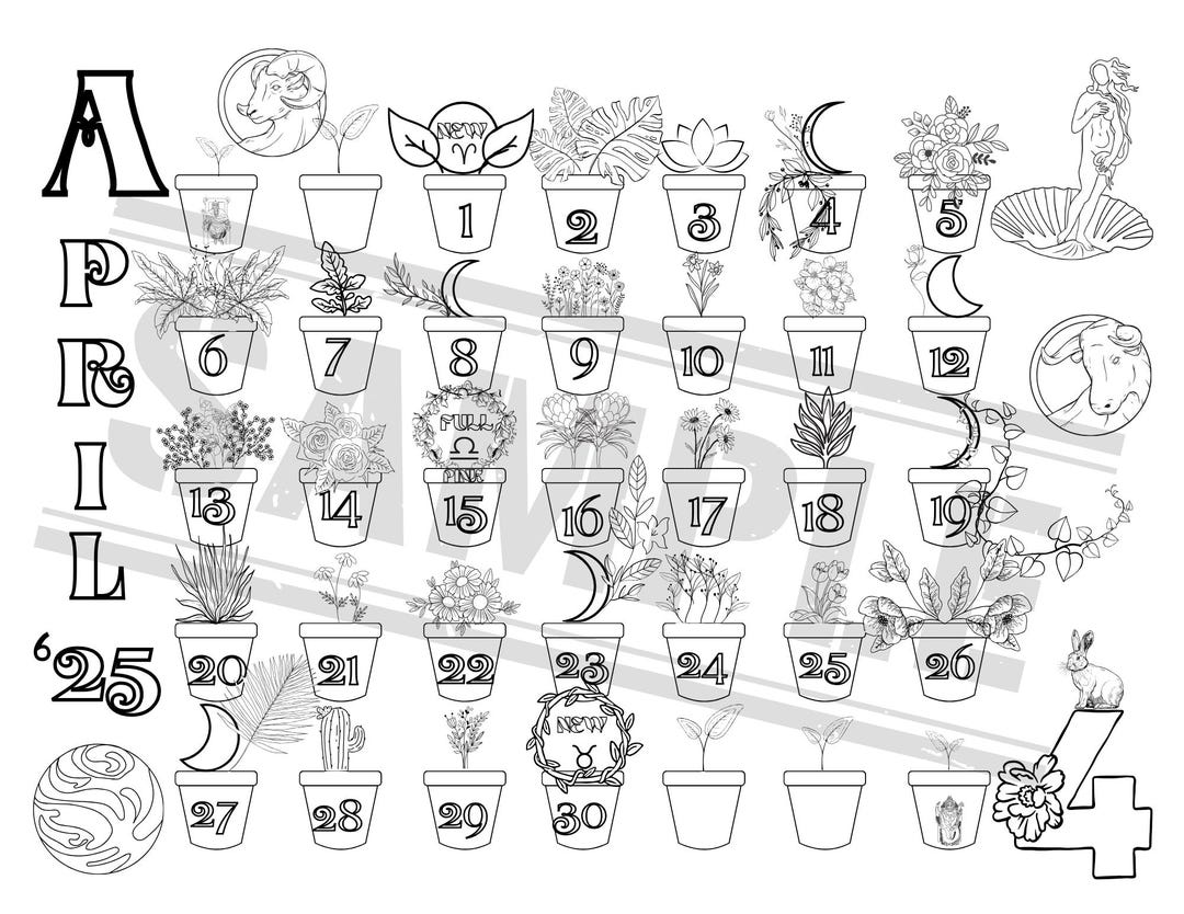 April Lunar Bloom: A Coloring Journey Through April 2025’s Cosmic ...