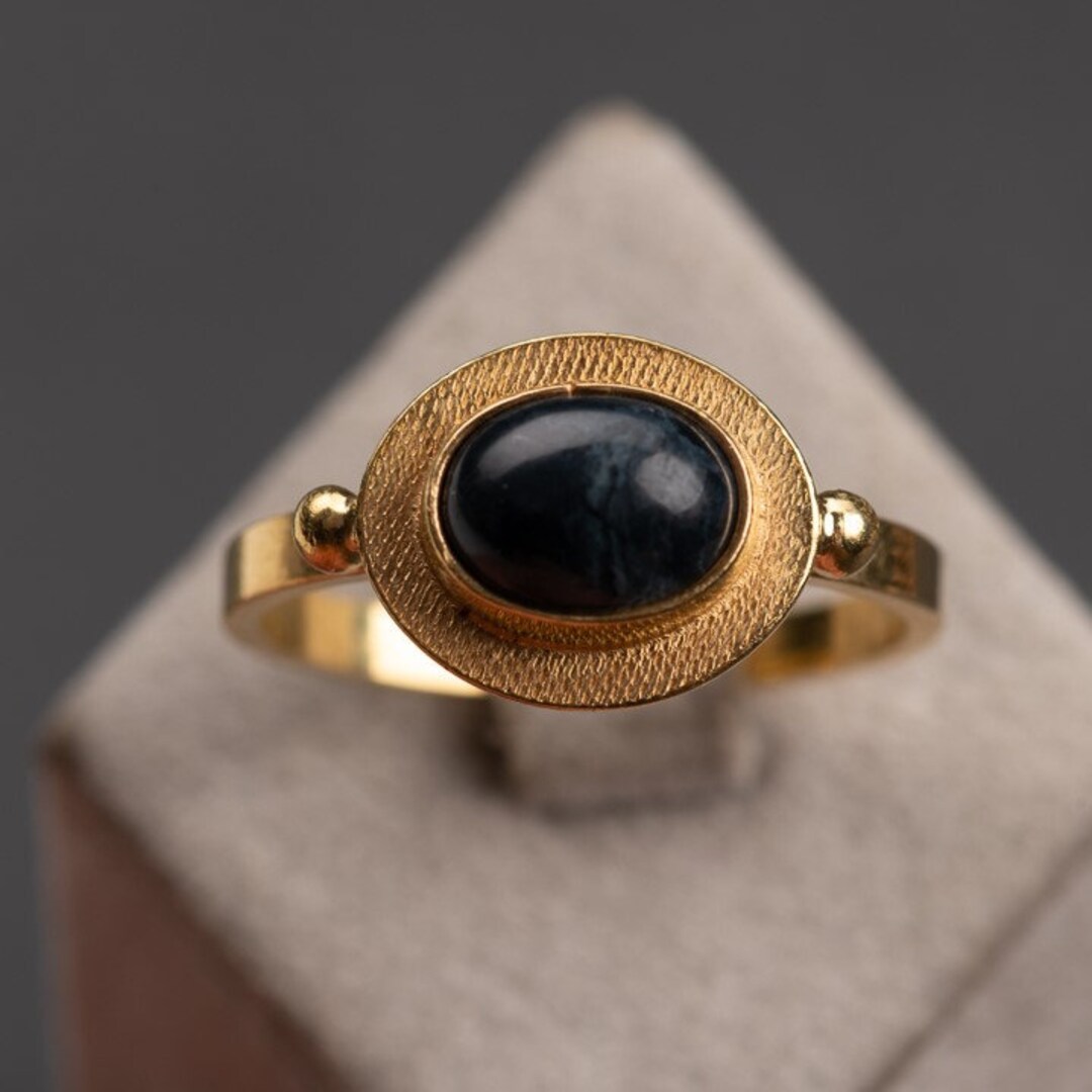 Vintage Ring With Agate, Black, Reworked, Originally 925 Silver ...