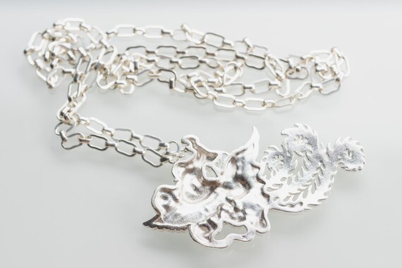 Vintage Phoenix pendant with wide anchor chain, amule… - Gem