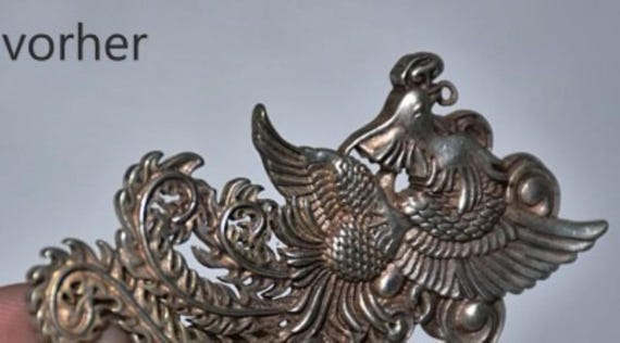 Vintage Phoenix pendant with wide anchor chain, amule… - Gem