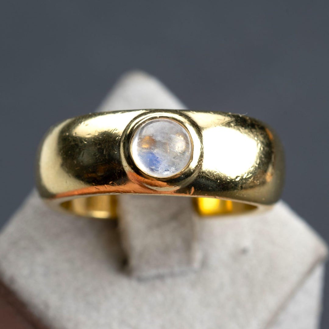 Vintage Band Ring, Rainbow Moonstone, Round, Completely Refurbished ...