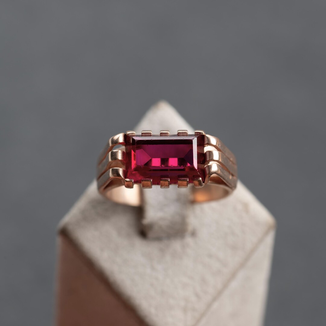 Vintage Ring With Synthetic Ruby, Completely Reworked, 835 Silver ...
