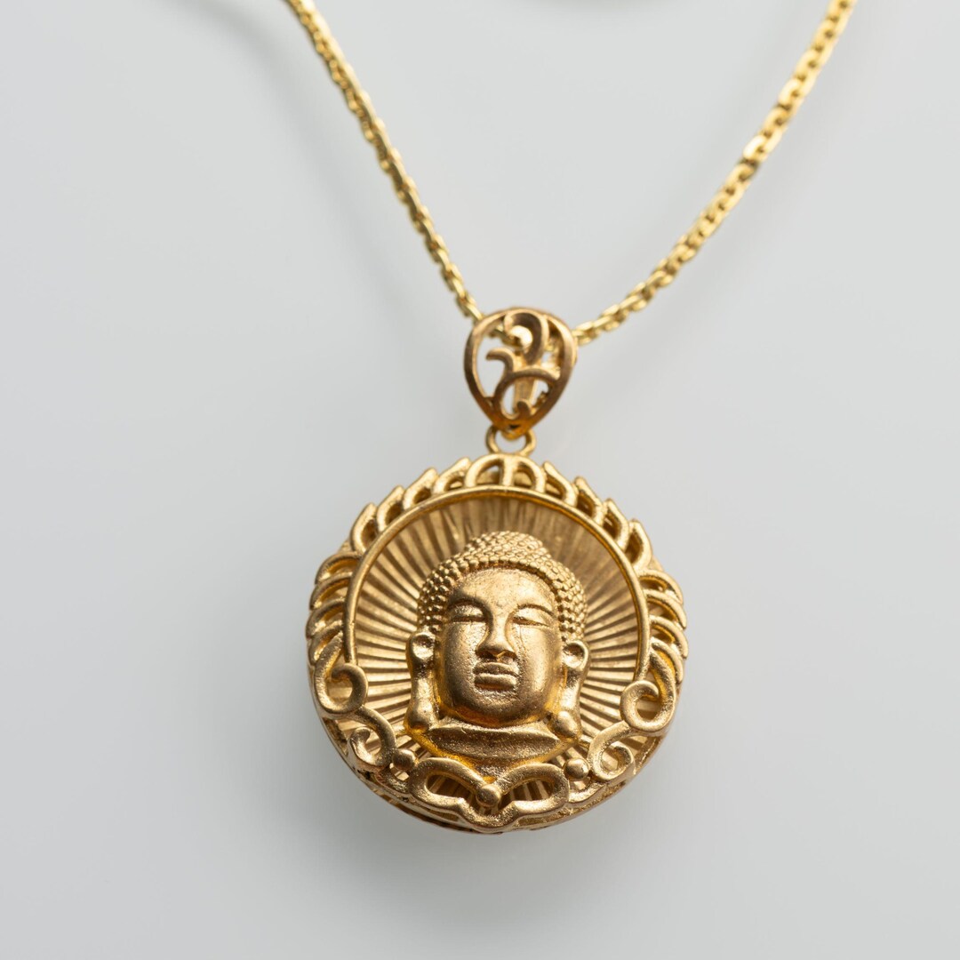 Vintage Buddha Pendant, Anchor Chain, 925 Silver Replated With 18k ...