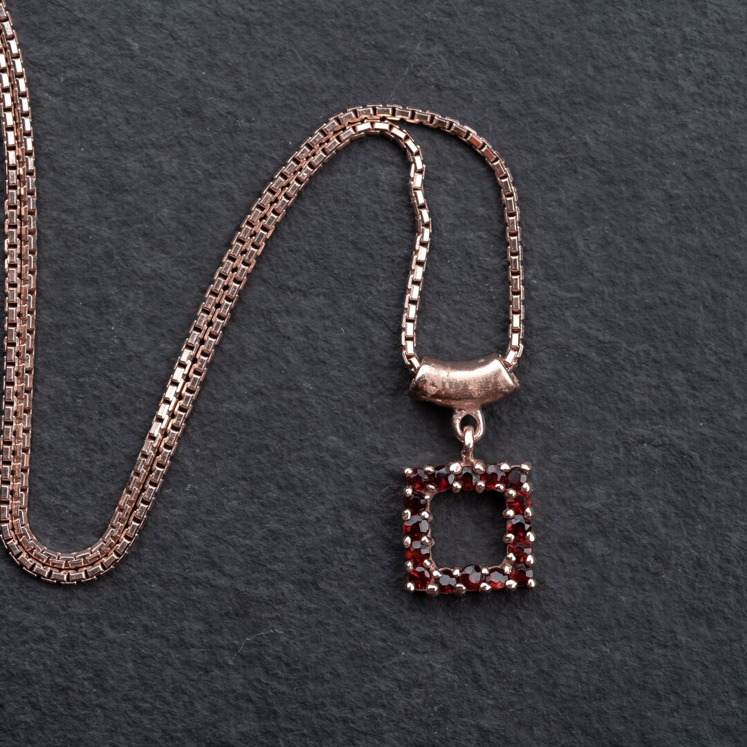 Vintage Garnet Pendant With Chain, Completely Refurbished, 925 Silver ...