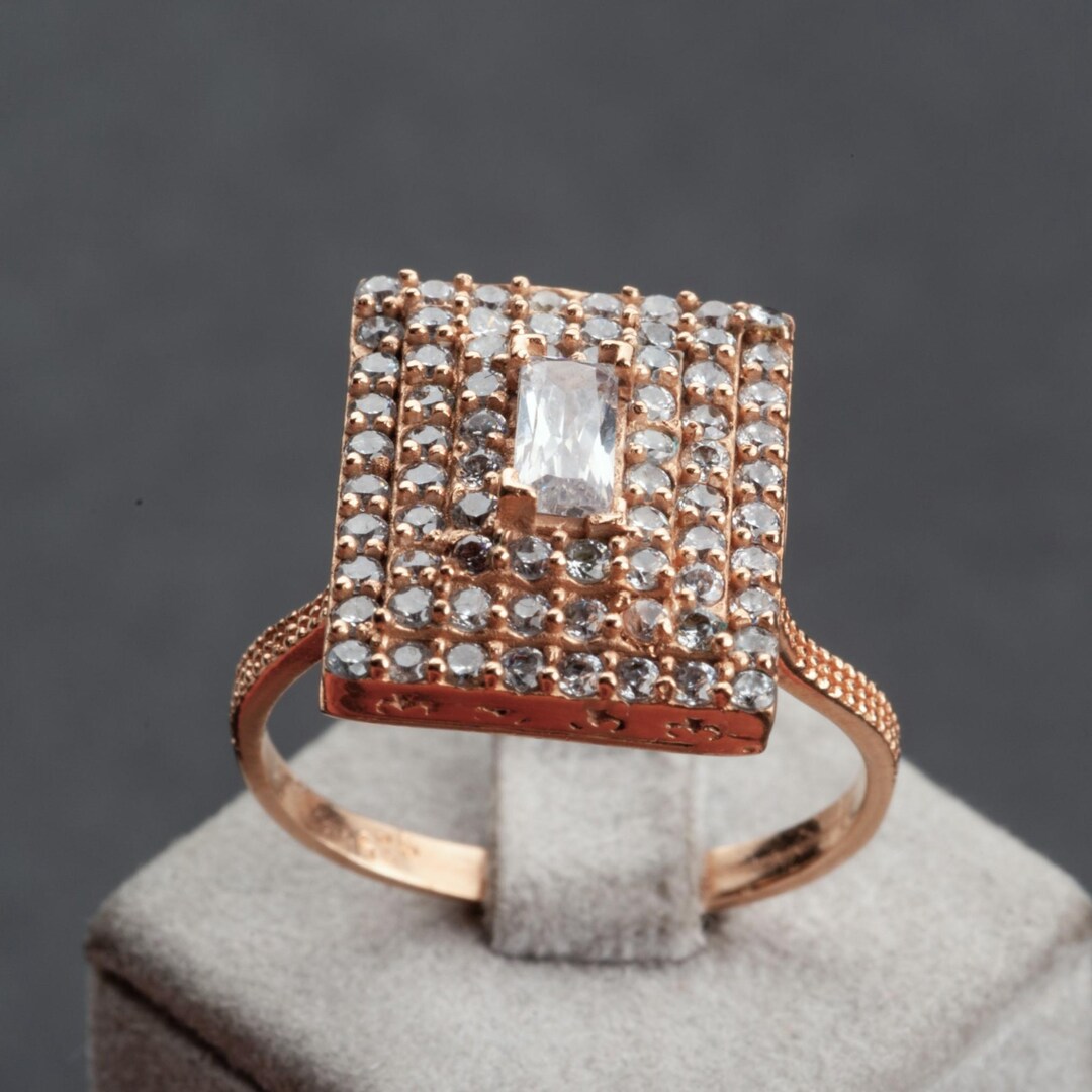 Vintage Rock Crystal Ring, 925 Silver, Replated With 18k Rose Gold ...