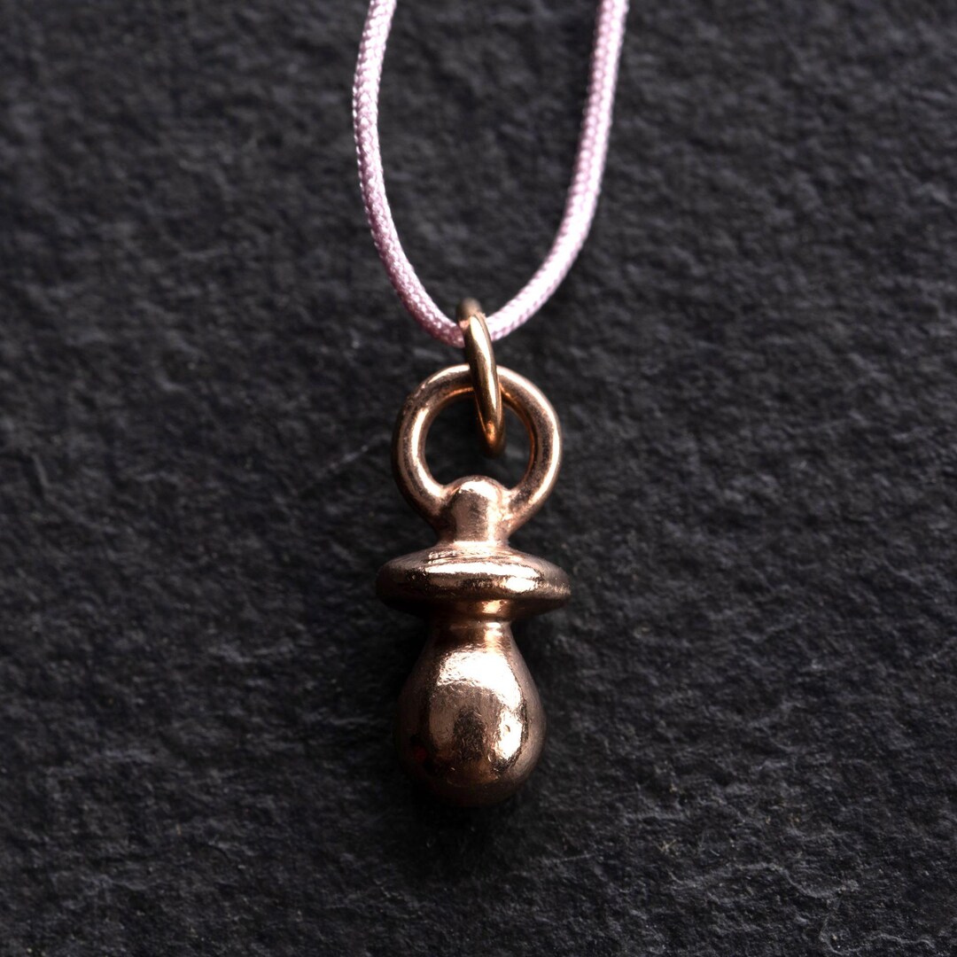 Vintage 925 Sterling Silver Pacifier Pendant - 18k Rose Gold Plated ...
