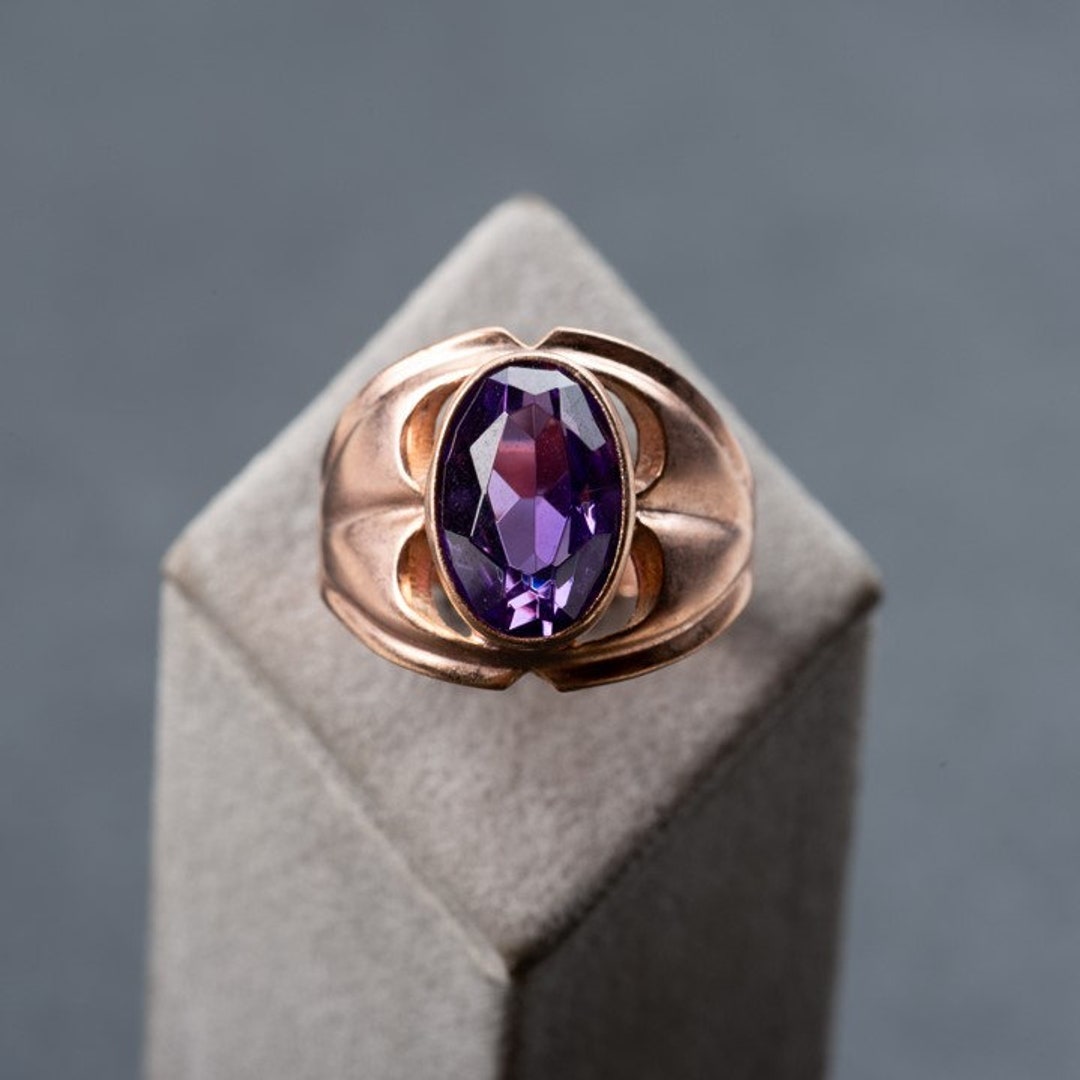 Antique Ring With Amethyst, Completely Reworked, 835 Silver, Replated ...