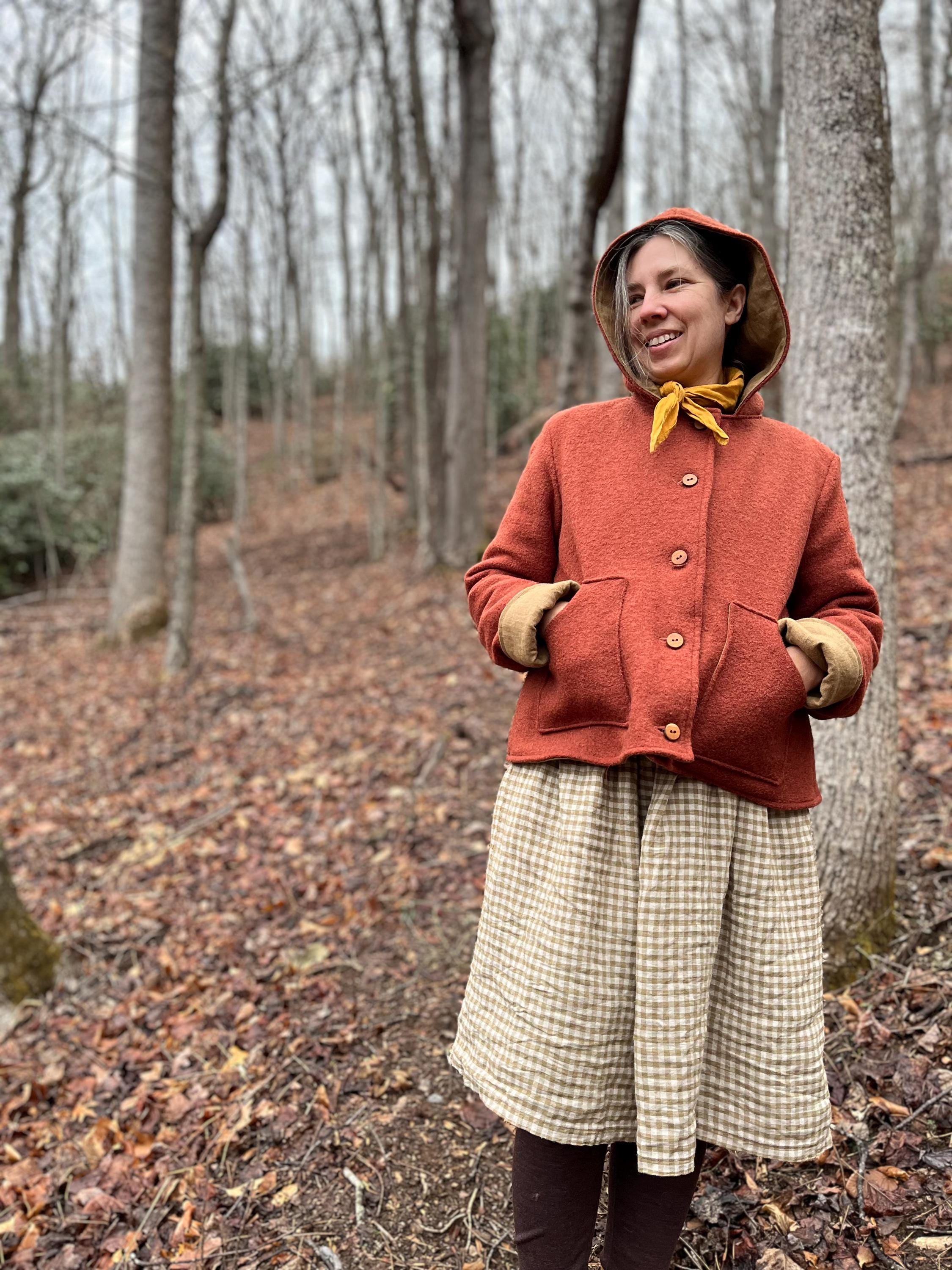 Woodland Jacket - Hooded Boiled Wool Jacket With Wooden Buttons and ...