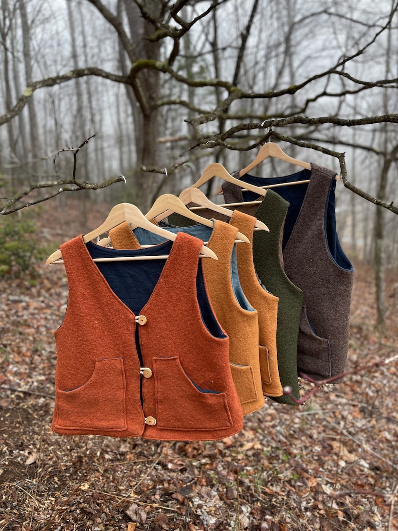 The Villager - Boiled Wool/linen Vest - Etsy