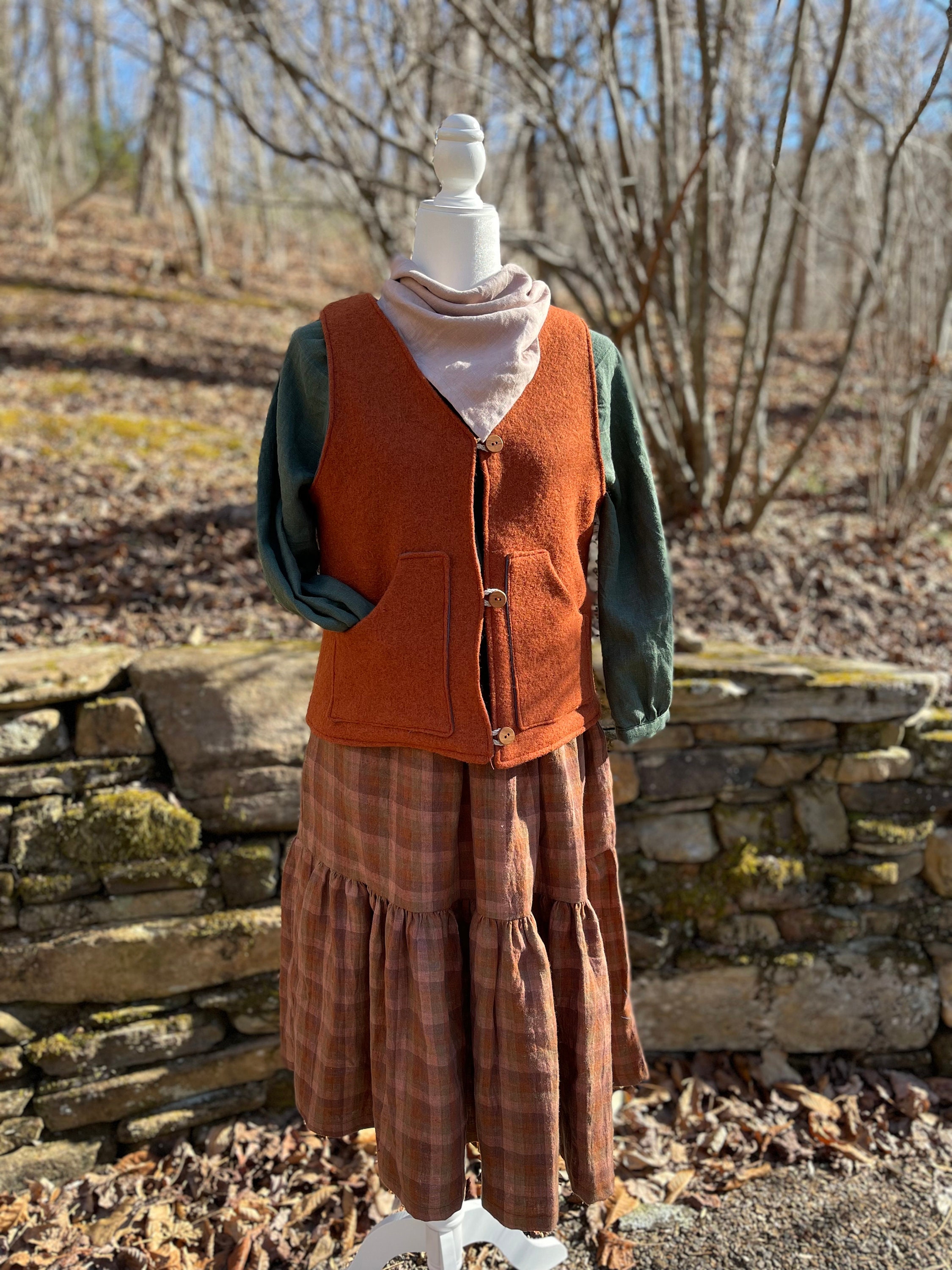 The Villager - Boiled Wool/linen Vest - Etsy