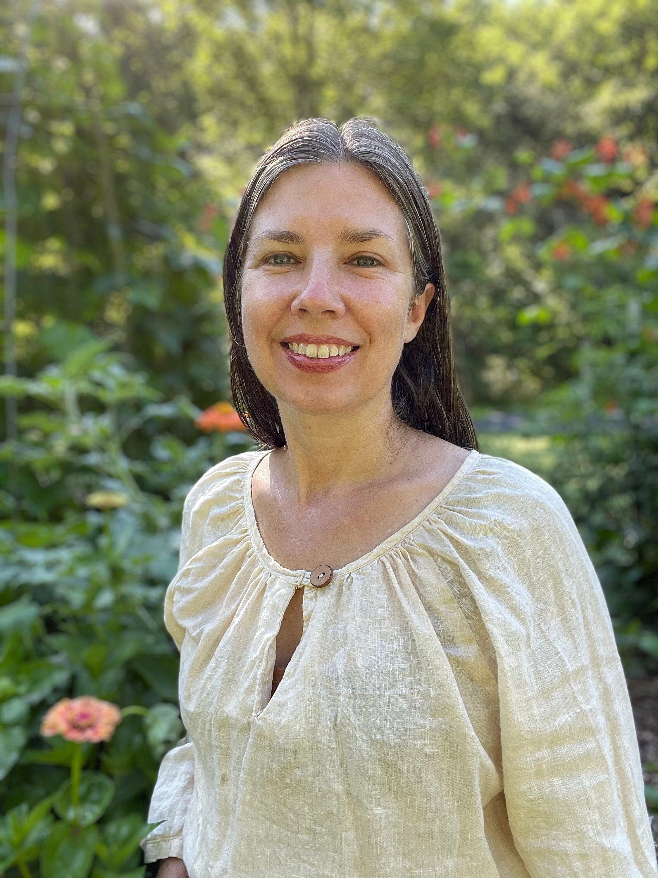 Linen Peasant Blouse - Wooden Button Closure, Gathered Neckline ...