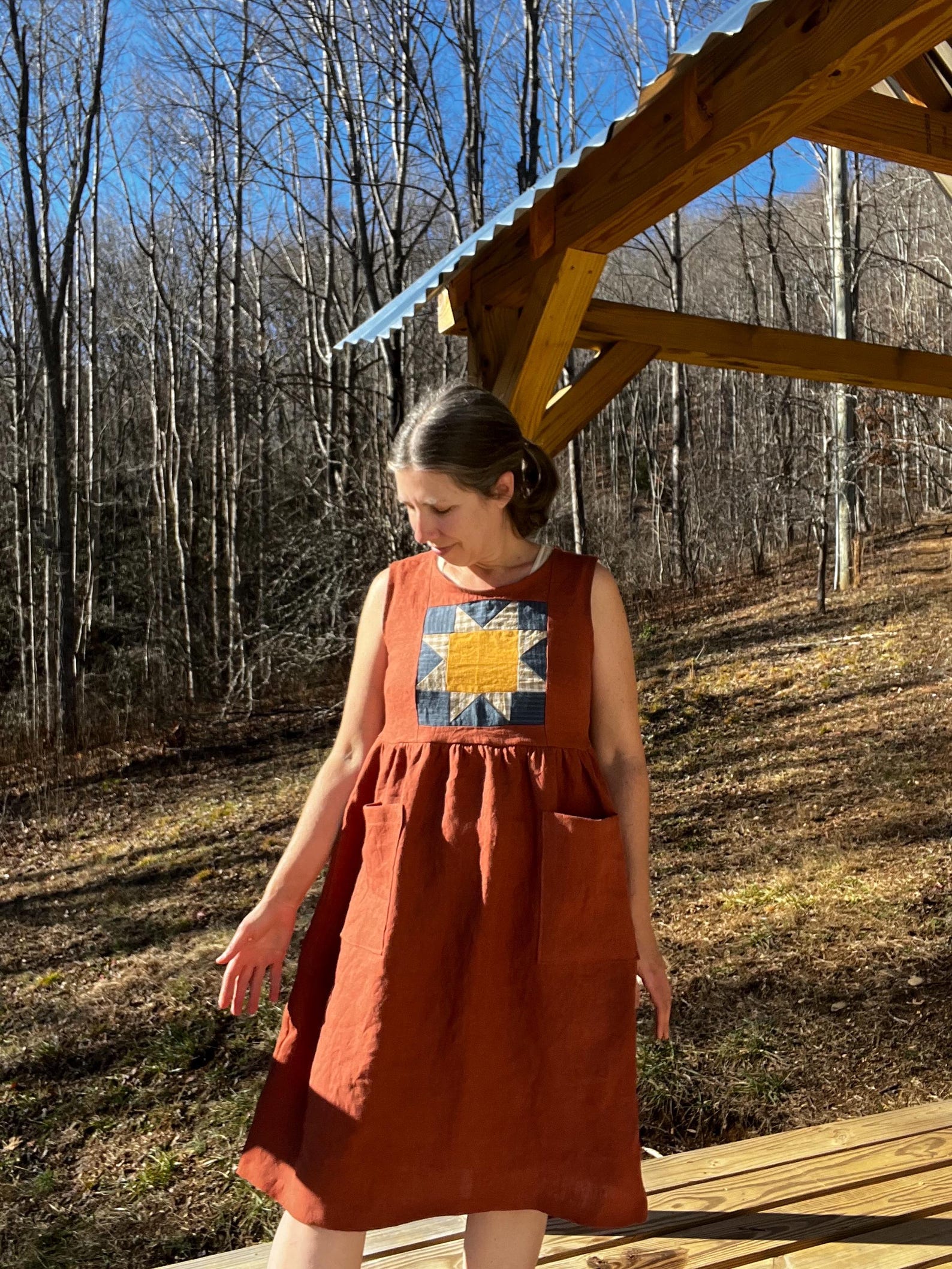 Homesteading Pinafore - Linen Patchwork Pinafore - Etsy