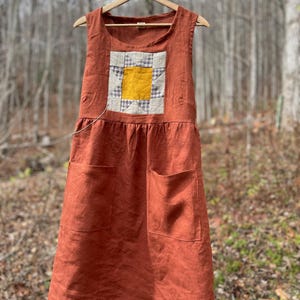 Homesteading Pinafore Linen Patchwork Pinafore - Etsy