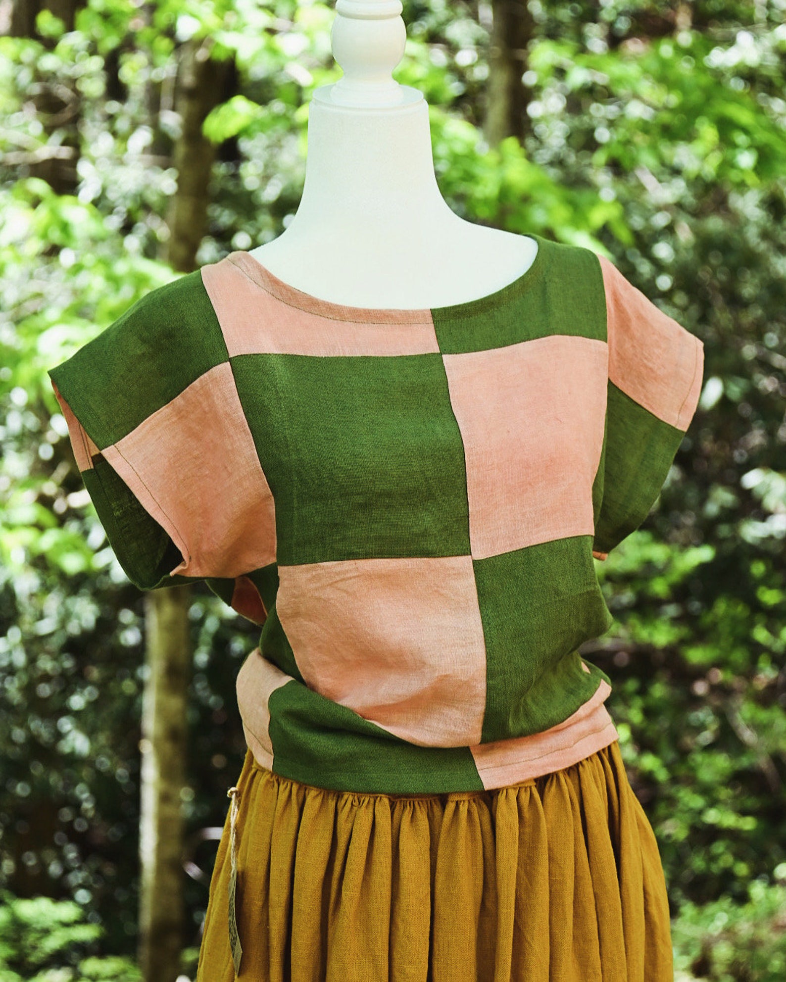 Linen Patchwork Easy Boxy Top Summer Top, Handmade, Patchwork, Simple ...