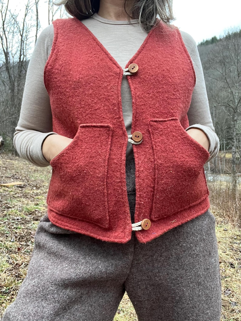 The Villager - Boiled Wool/linen Vest - Etsy