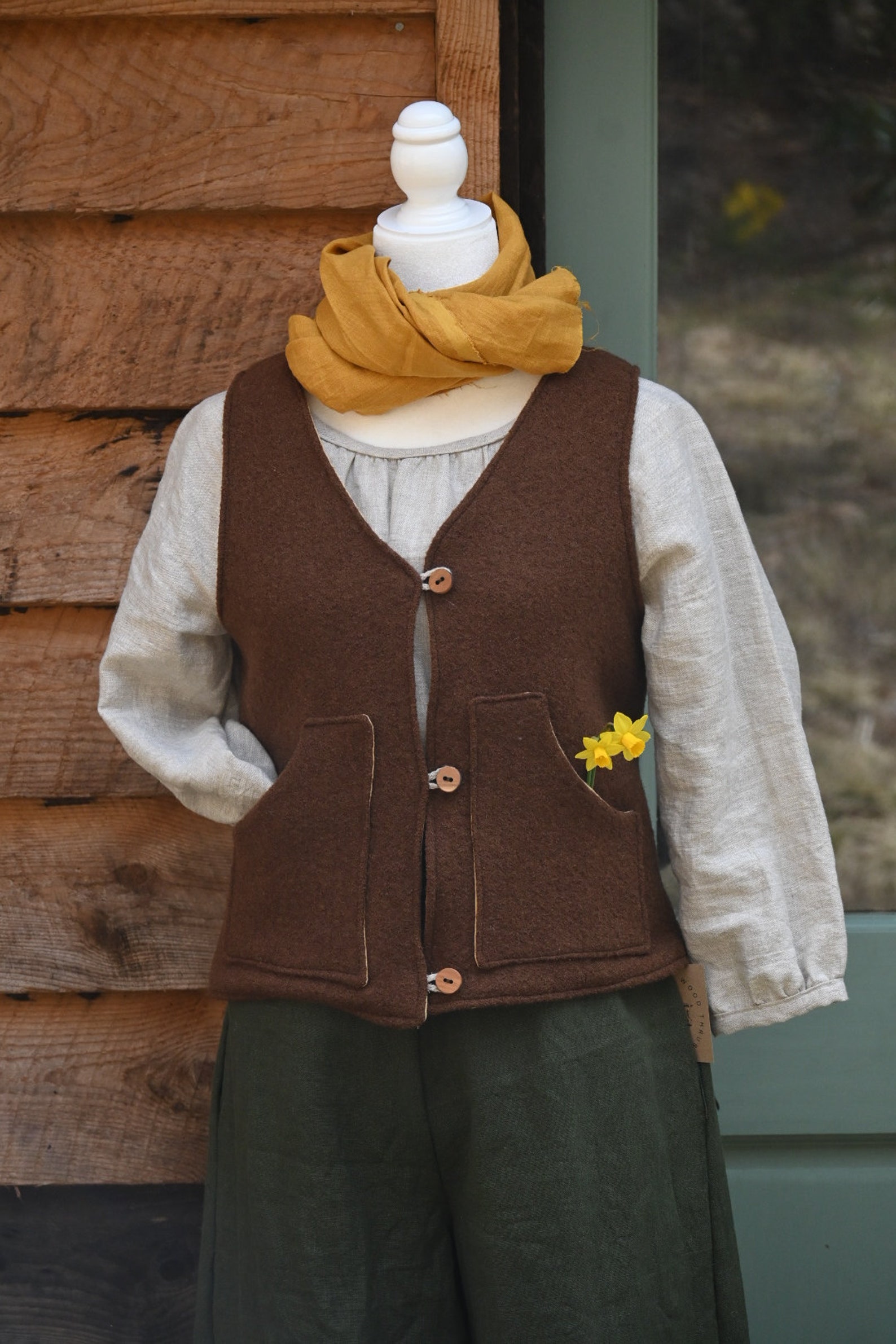 The Villager Boiled Wool/linen Vest - Etsy