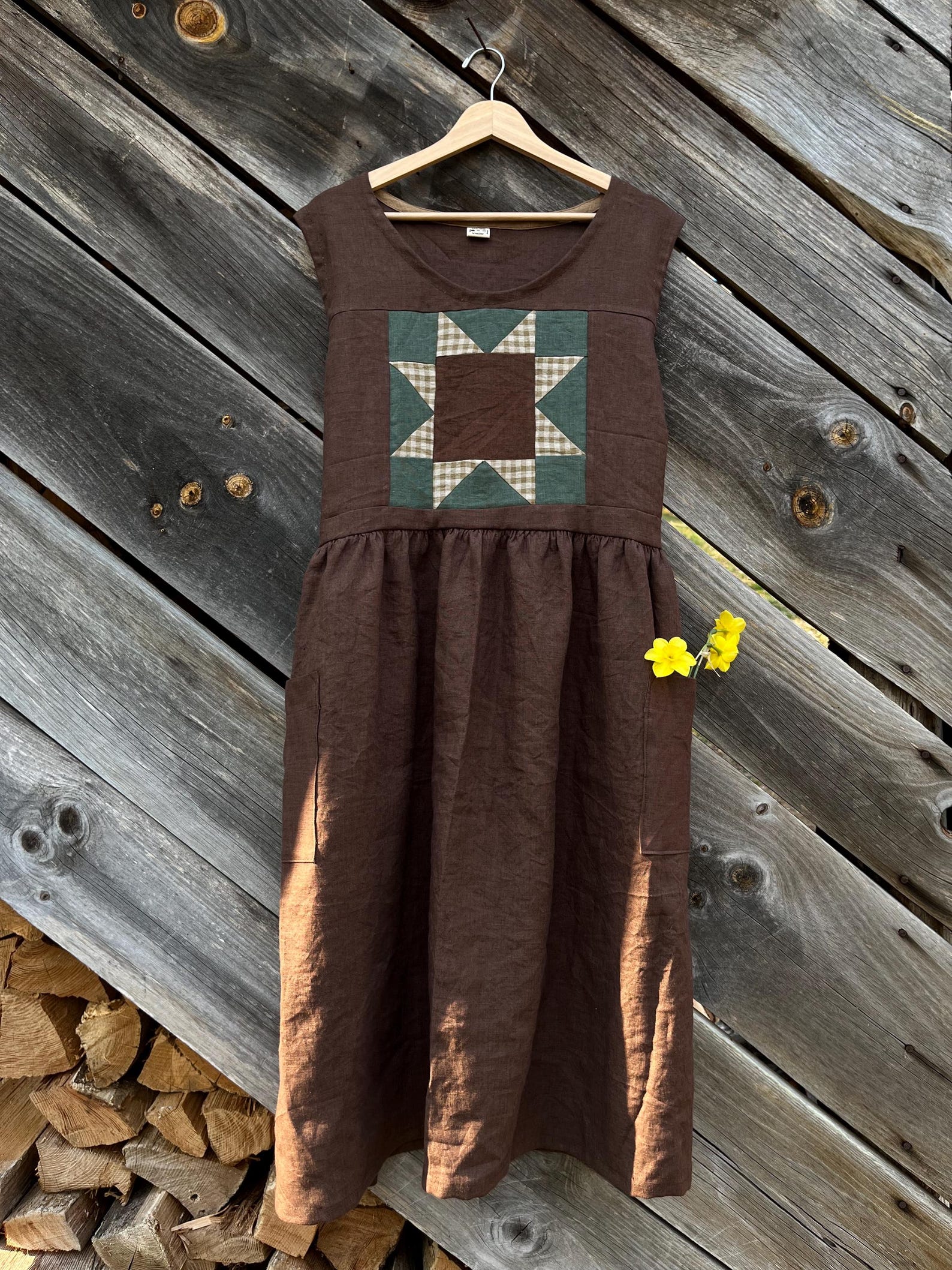 Homesteading Pinafore - Linen Patchwork Pinafore - Etsy