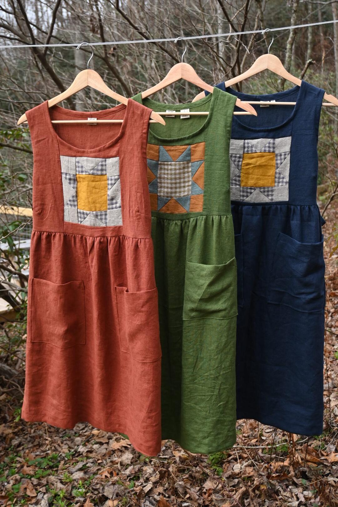 Homesteading Pinafore - Linen Patchwork Pinafore - Etsy