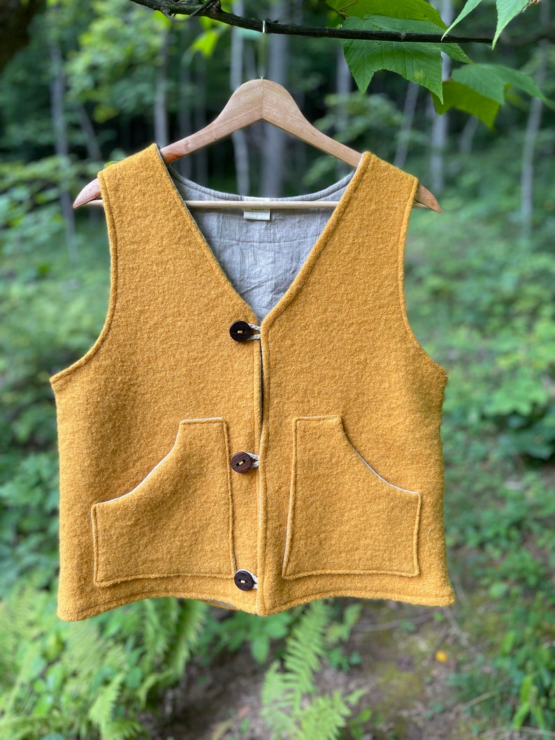 The Villager - Boiled Wool/linen Vest - Etsy