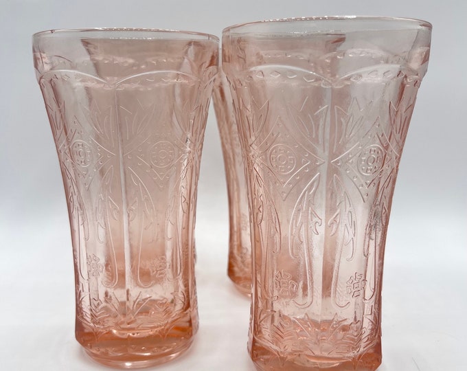 Gorgeous Vintage Pink Depression Glass Madrid Recollection 14 Oz