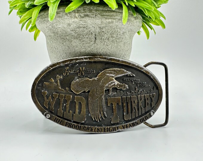 Vintage 1974 WILD TURKEY, Belt Buckle "kentucky Straight Bourbon ...