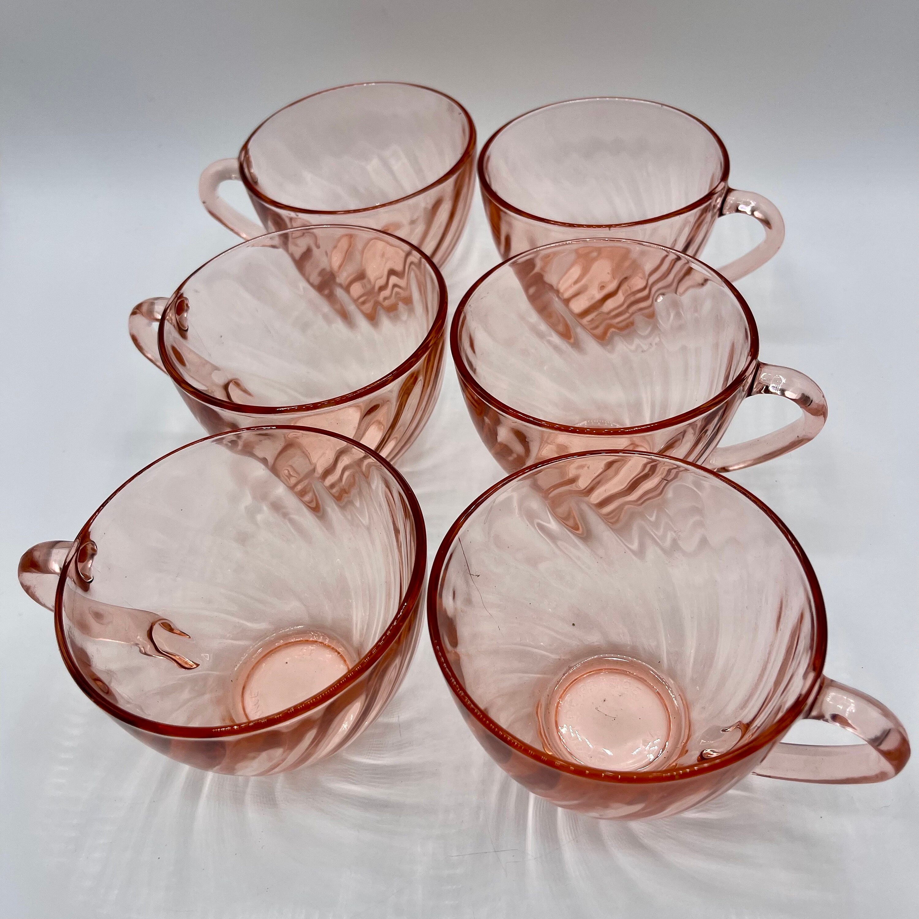 6 Vintage Arcoroc France Pink Swirl Glass Tea Cups - Set of 6 - Etsy