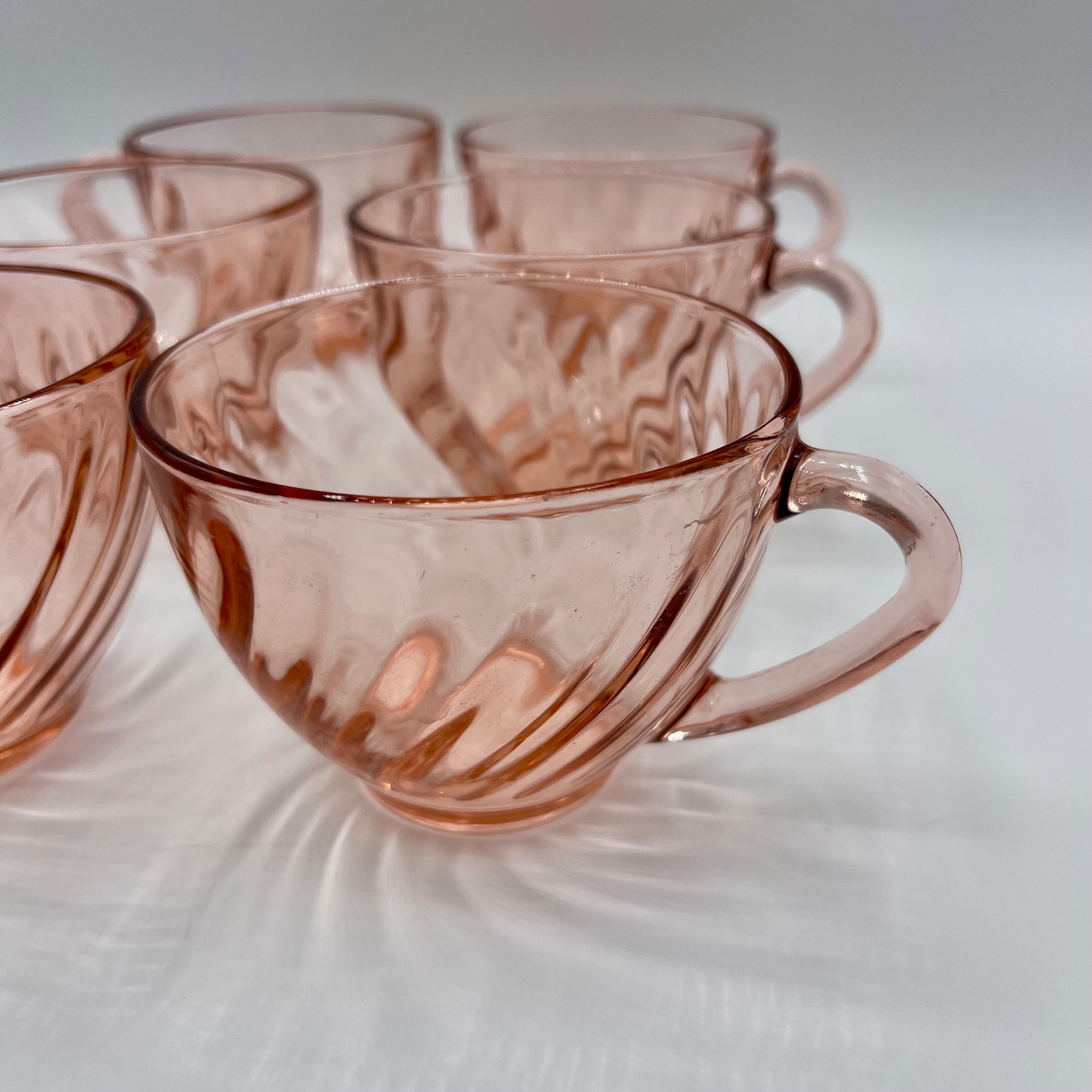 6 Vintage Arcoroc France Pink Swirl Glass Tea Cups - Set of 6 - Etsy