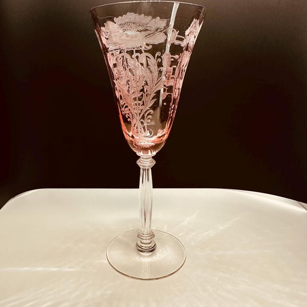 Pink Etched Water Goblet - Etsy