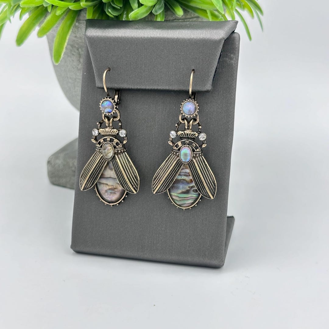 Scarab Beetle Bug Cicada Winged Insect Earrings Quality Vintage Style ...