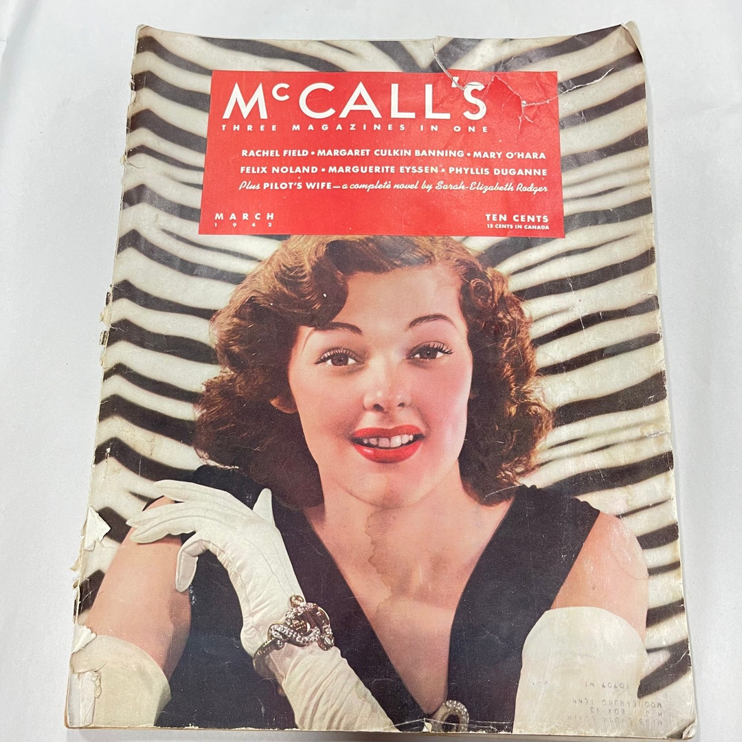 Vintage Mccall's MAGAZINE March 1942 Ephemera Pages Art Fashion Recipes ...