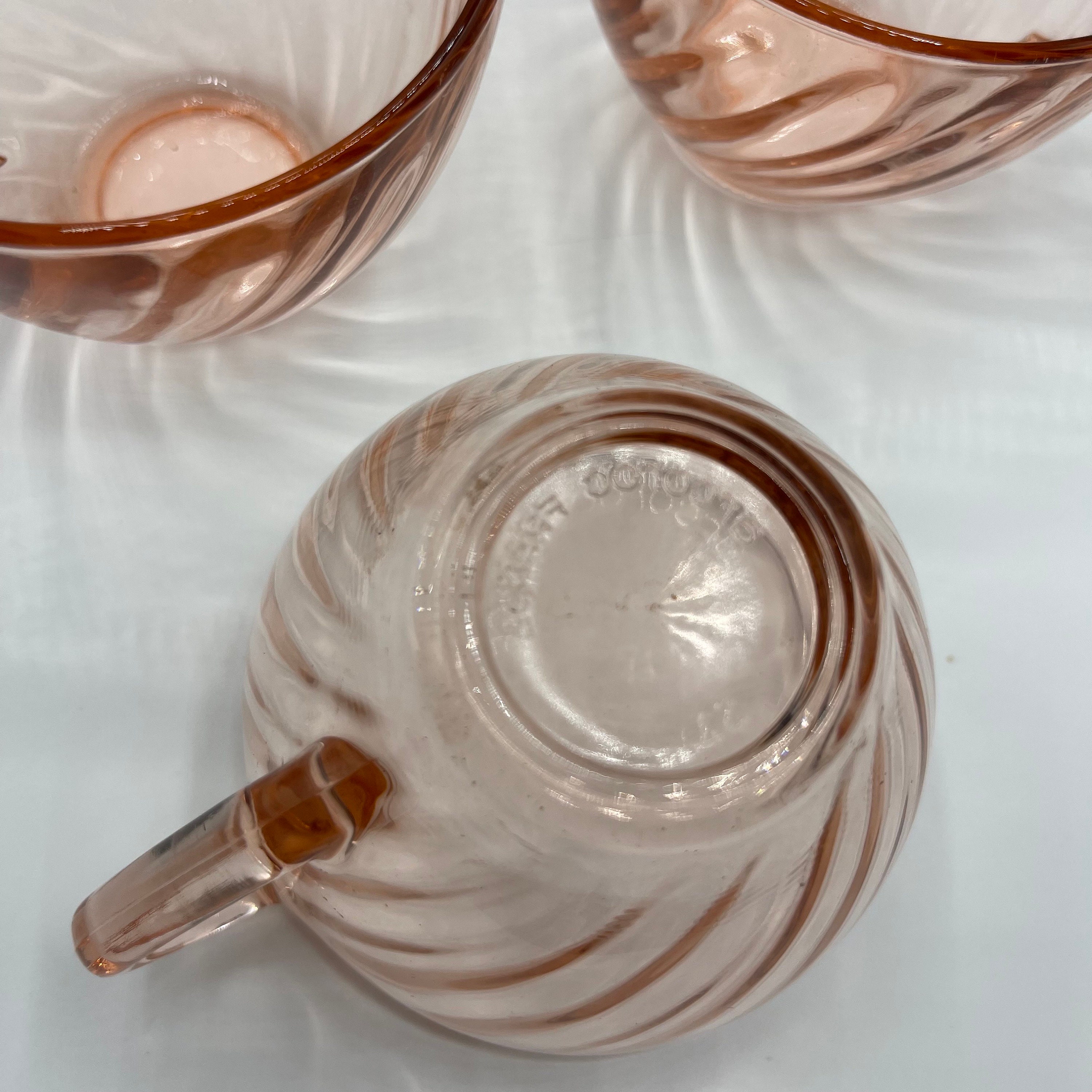 6 Vintage Arcoroc France Pink Swirl Glass Tea Cups - Set of 6 - Etsy