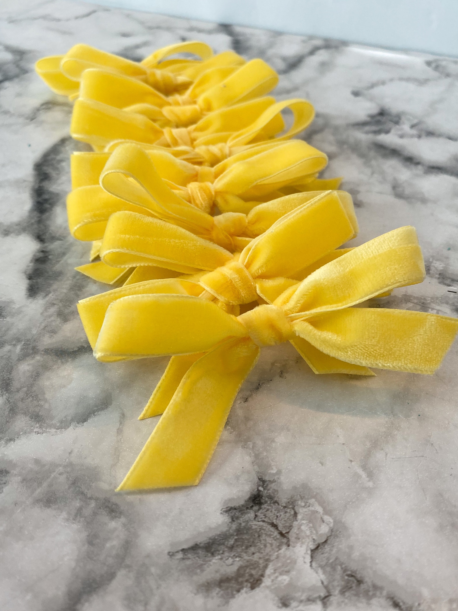 Yellow Velvet Bow Set 12 Pretied Bows for Gifts Bow for Wedding Favor ...