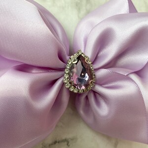 Light Purple Pageant Hair Bow, Rhinestone Ruffled Hair Bow, Extra Large ...