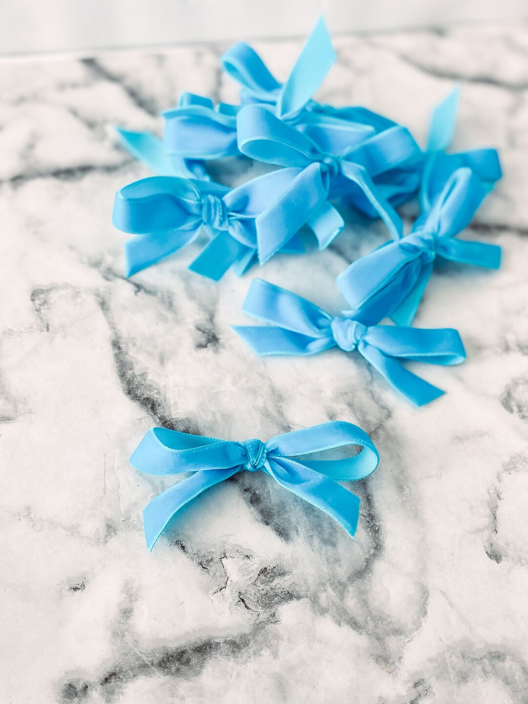 Bright Blue Velvet Bow Set of 12 Pretied Bows for Gifts Bow Wedding ...