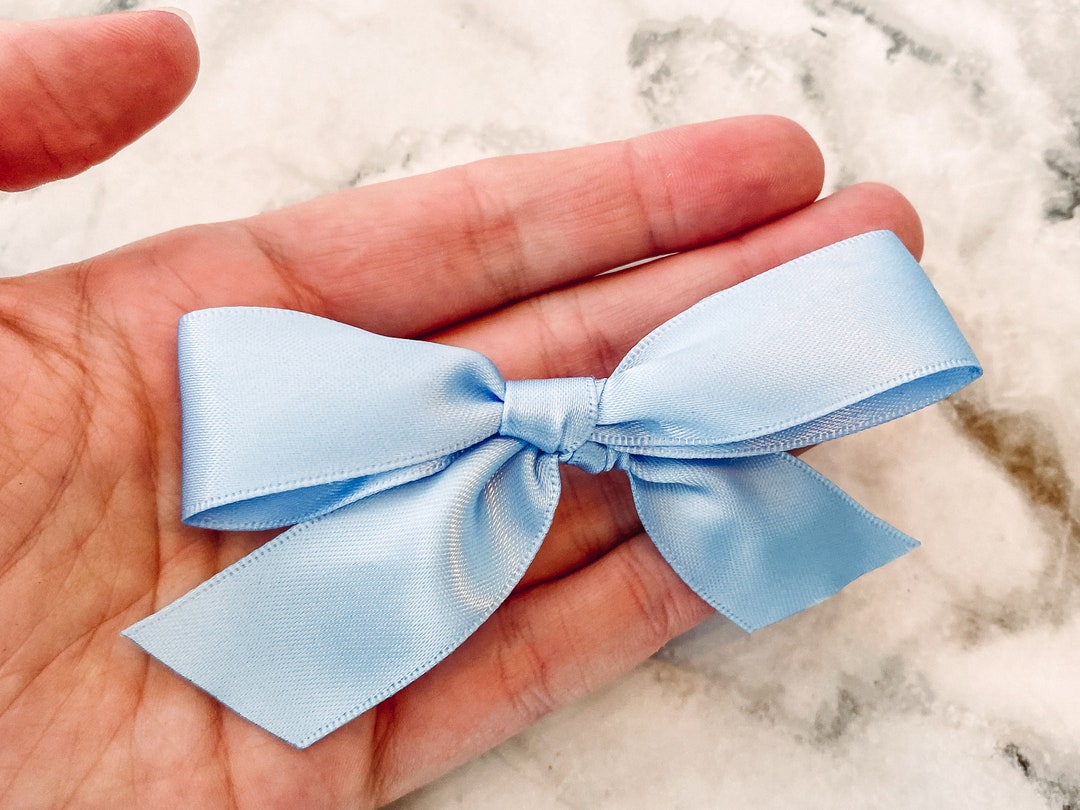 Dusty Blue Satin Bow Set Pretied Bows for Gifts Bows Wedding Favor Bags ...