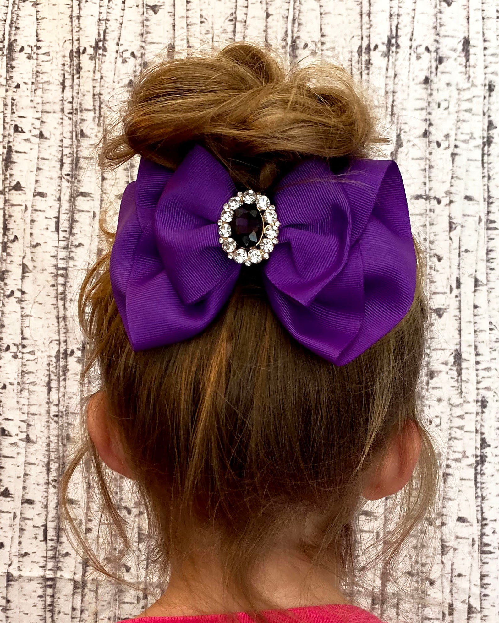 Ruffled Deep Purple Hair Bow Bow With Rhinestone Center - Etsy