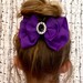 Ruffled Deep Purple Hair Bow, Bow With Rhinestone Center, Formal Hair ...