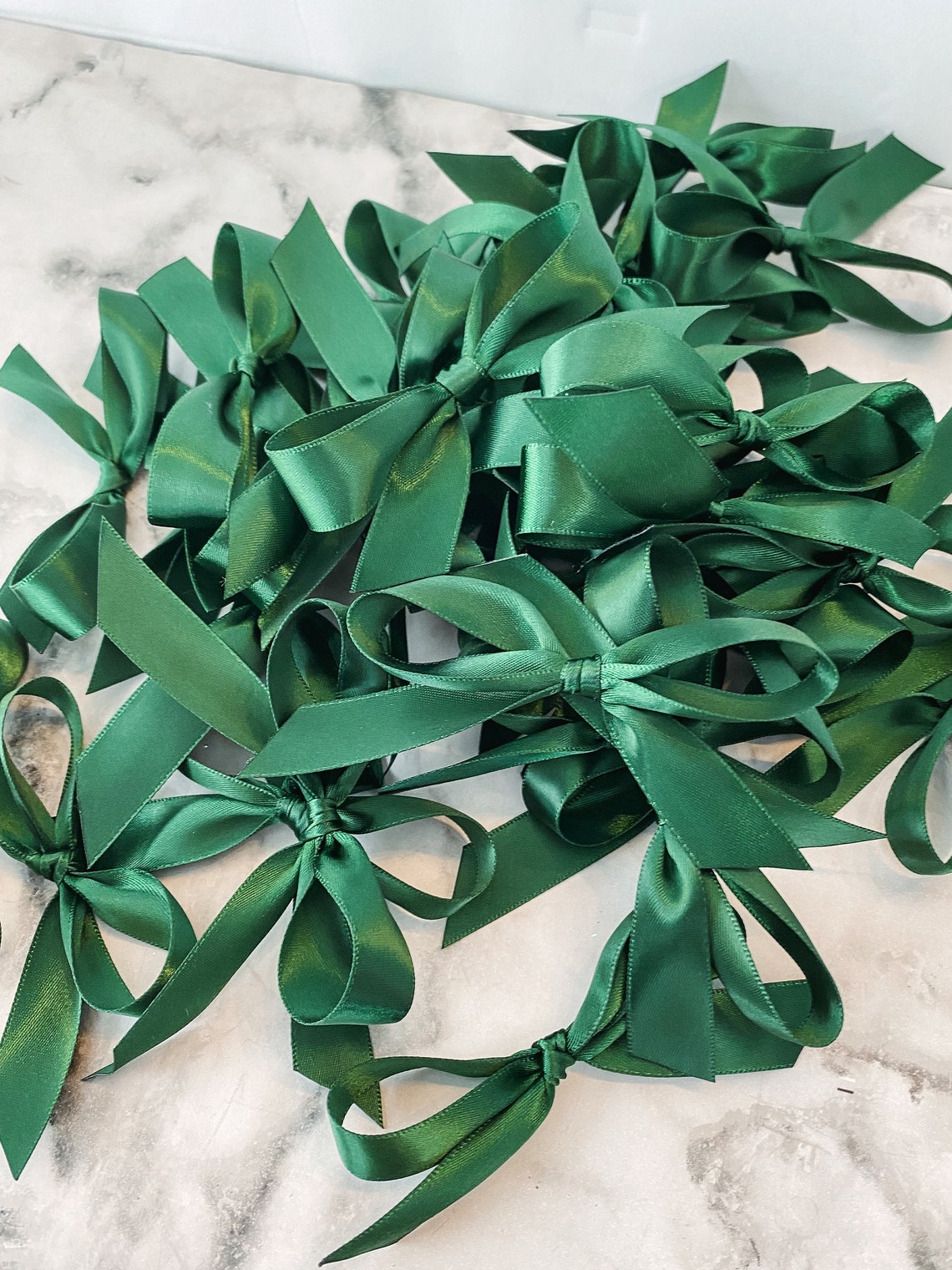 Dark Green Satin Bow Set Pretied Bows for Gifts Bows for Wedding Favor ...