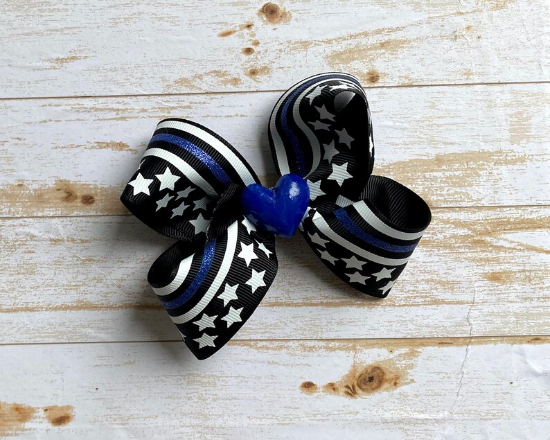 Police Hair Bow Thin Blue Line Bow First Responder Hair Bow - Etsy
